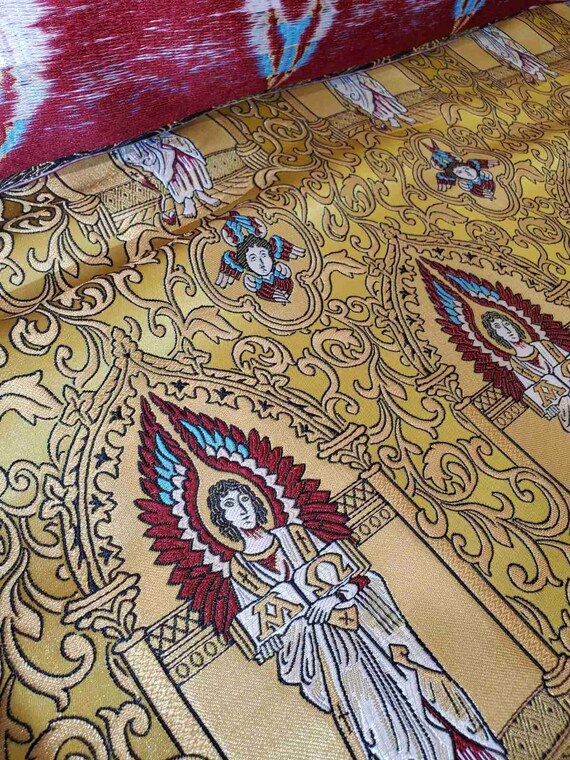 Sewing & Fiber New Angels Metallic Brocade Liturgical Brocade Church ...
