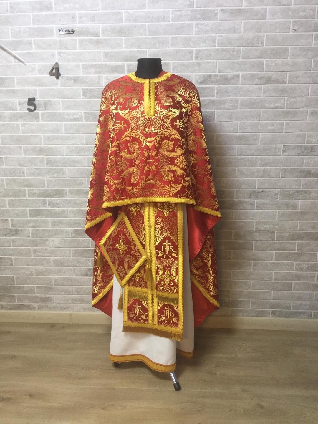Red Priest Vestment Set With Angels - Priest Robes - Clothes for ...