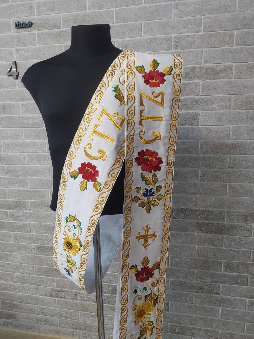 Embroidered Greek Double Orar - Protodeacon's Orarion - Orthodox Double ...