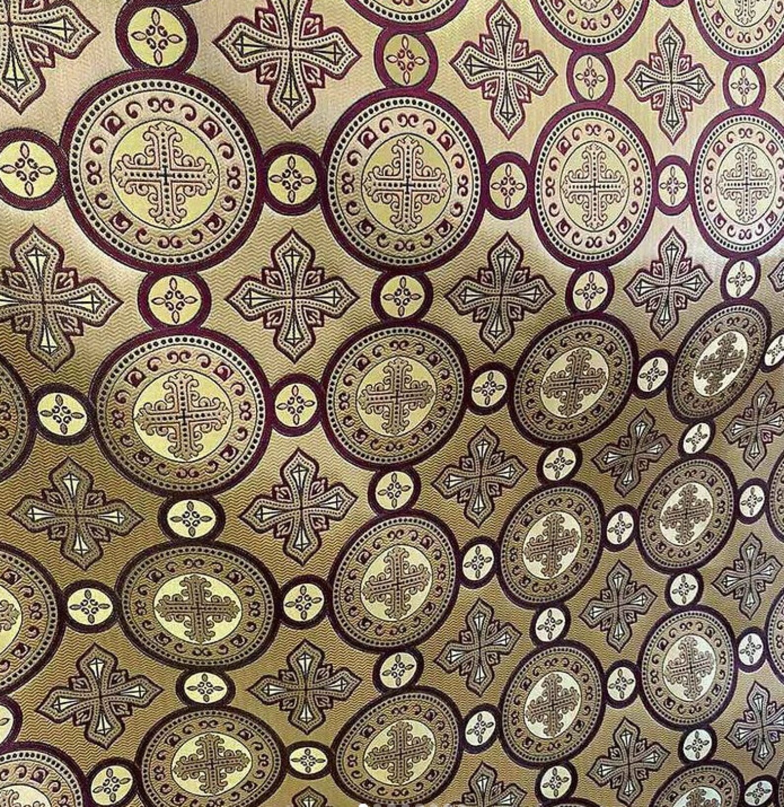 NEW GOLD & BURGUNDY Metallic Brocade Metallic Church Brocade - Etsy