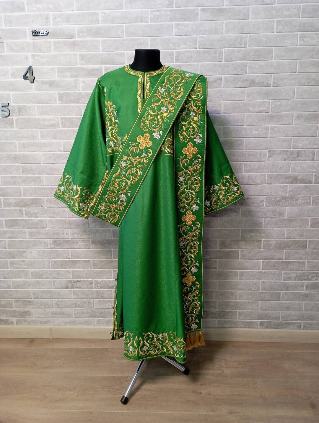 Embroidered Protodeacon's Sticharion in Satin - Deacon's Alb - Orthodox ...