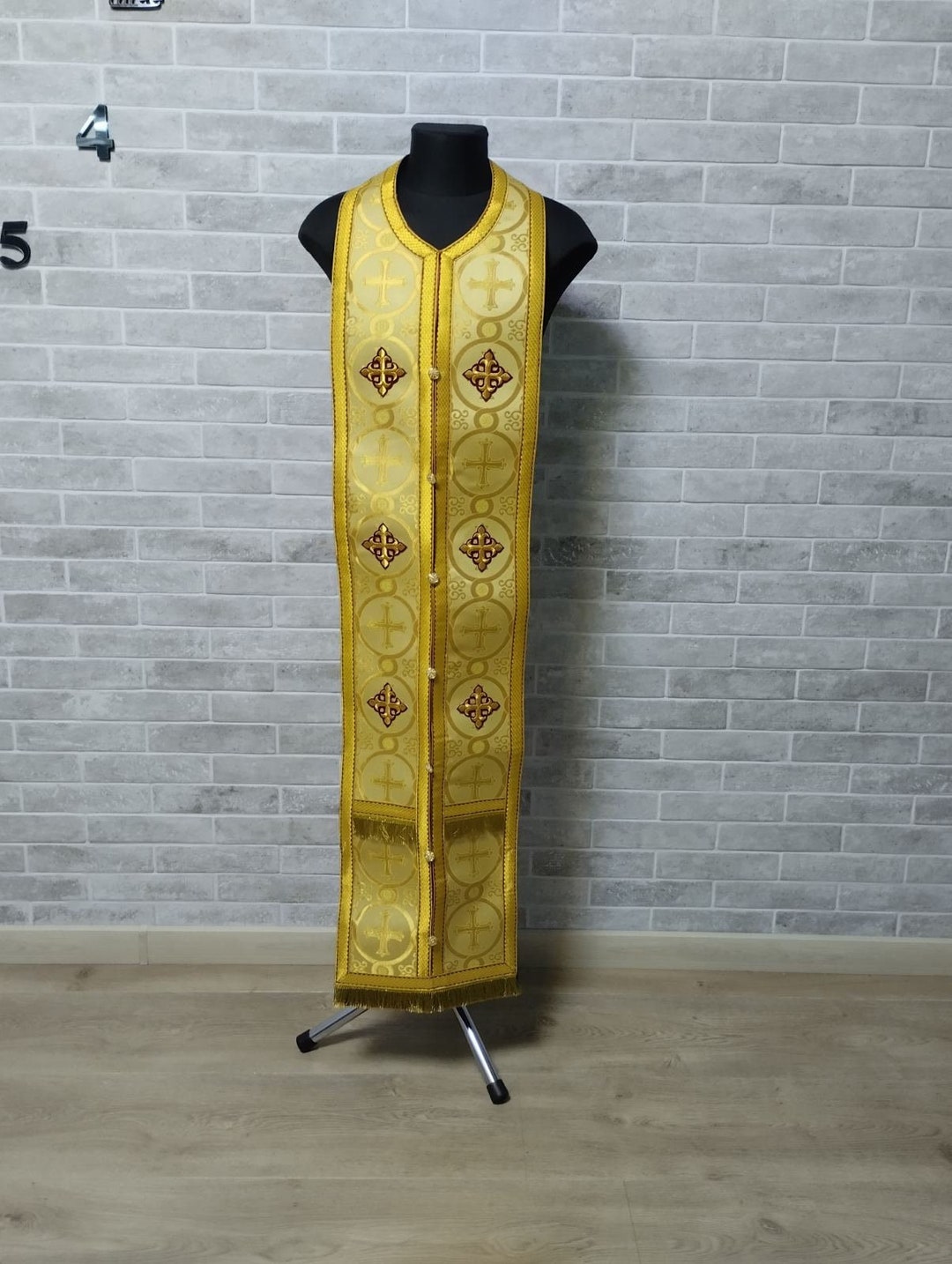 Stole and Cuffs in Gold Brocade Brocade Communion Set Priest's Set ...