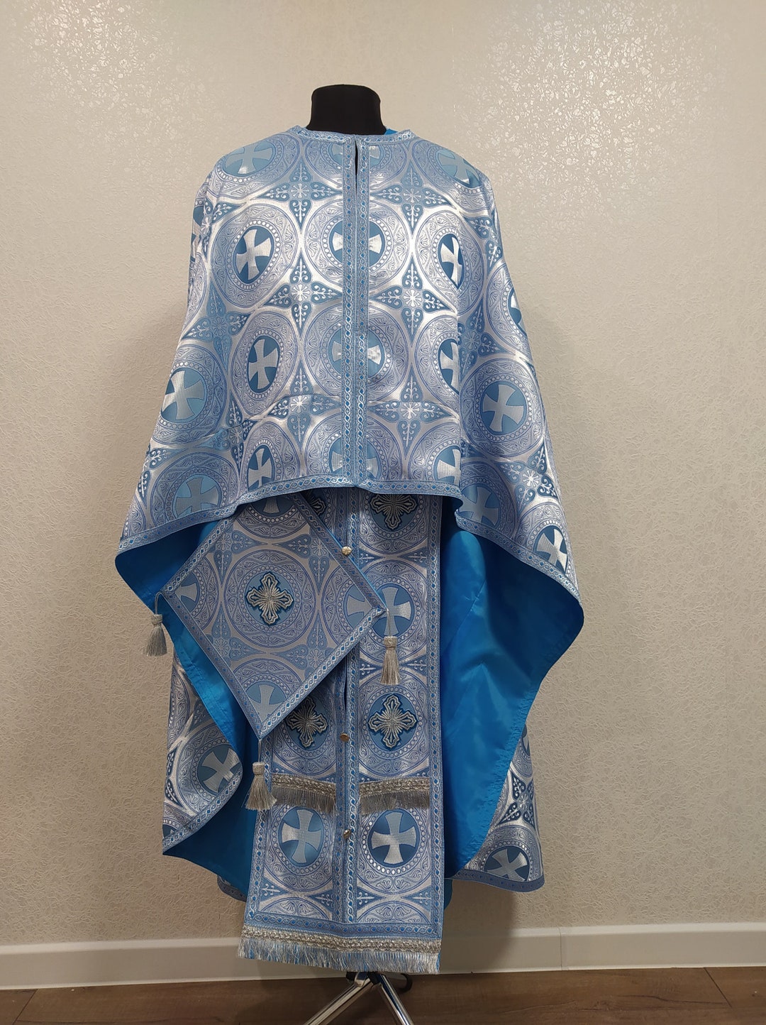 Light Blue Greek Vestment in Brocade - Priest Vestment - Clothes for ...