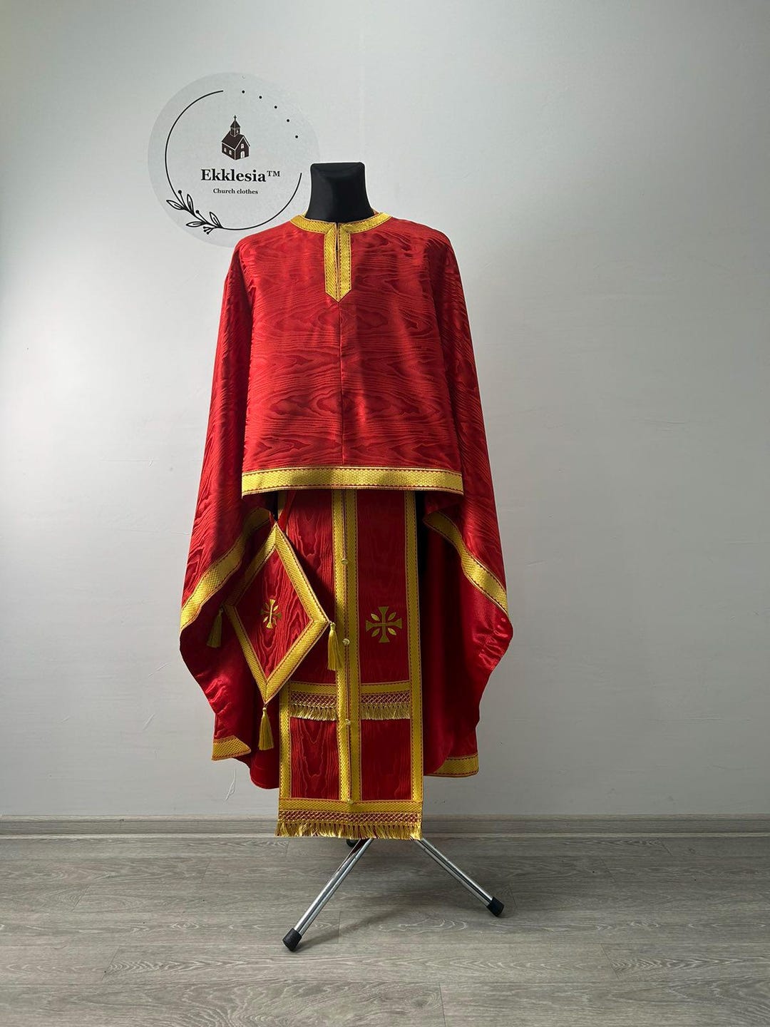 Greek Vestment With Minimalist Embroidery on Moiré - Priest Vestment ...