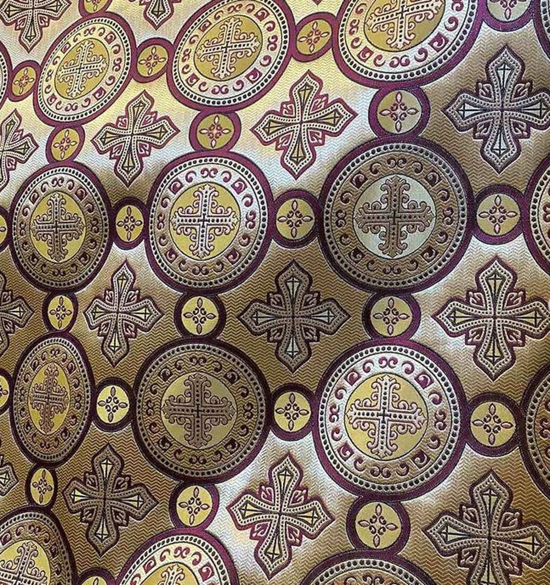 NEW GOLD & BURGUNDY Metallic Brocade - Metallic Church Brocade ...