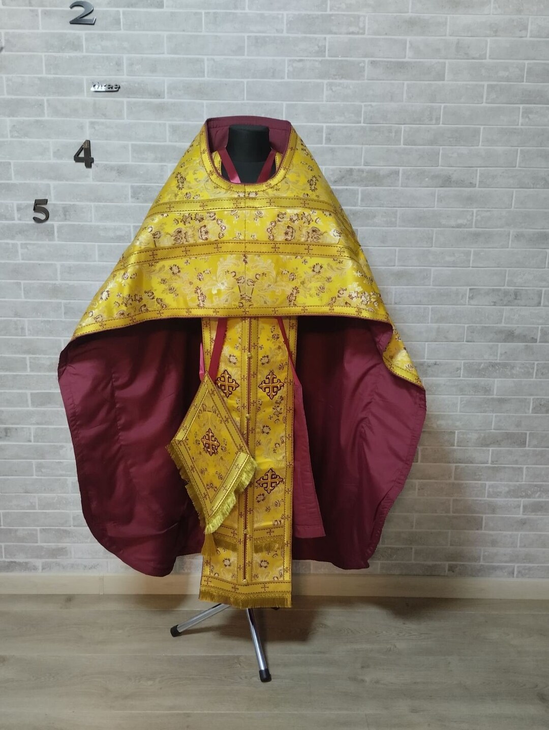 Slavic Style Priest Vestment in Yellow/maroon - Priest Robes - Clothes ...