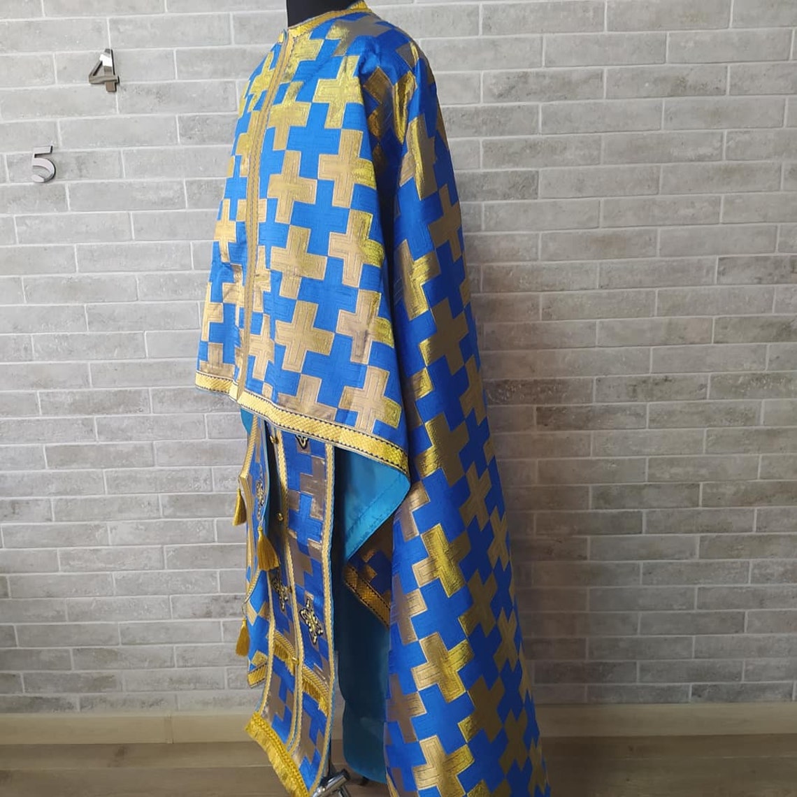 Blue Greek vestment in brocade Priest vestment Clothes for | Etsy