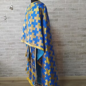 Blue Greek vestment in brocade Priest vestment Clothes for | Etsy