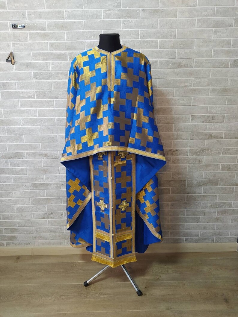 Blue Greek Vestment in Brocade Priest Vestment Clothes for - Etsy