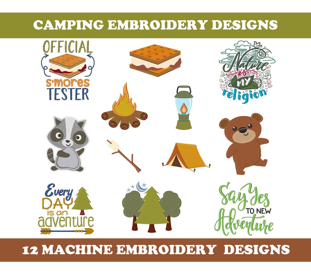 Camping (12 Designs) - Machine Embroidery Designs Bundle, Smores ...