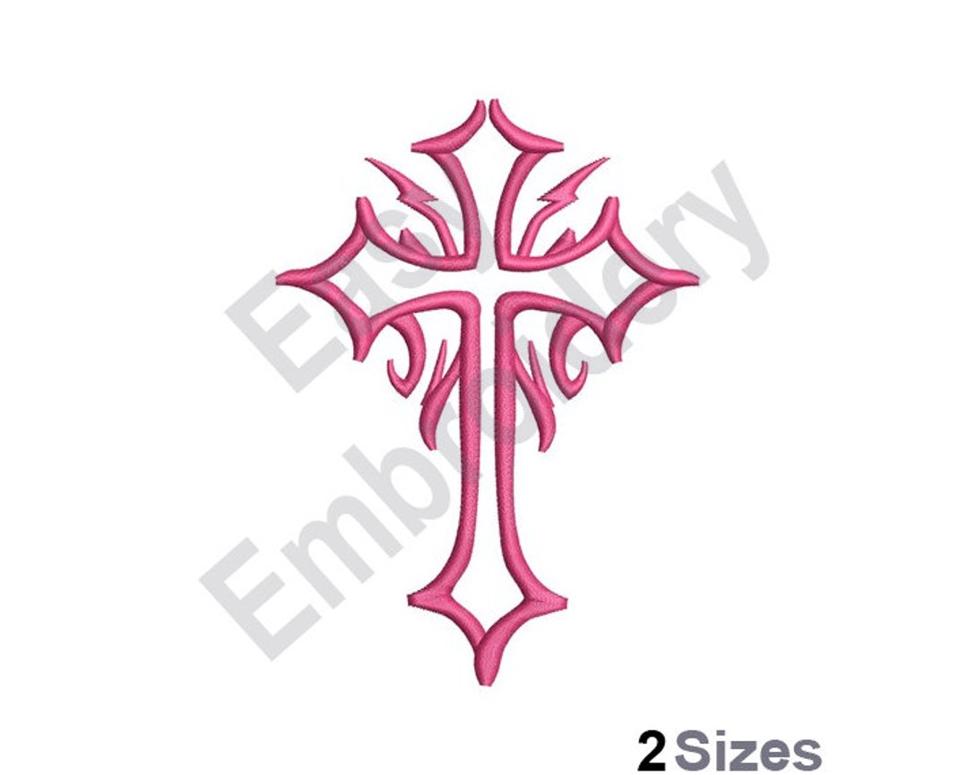 Pink Christian Cross Outline - Machine Embroidery Design - Etsy