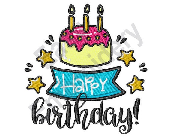 Happy Birthday Machine Embroidery Design | Etsy