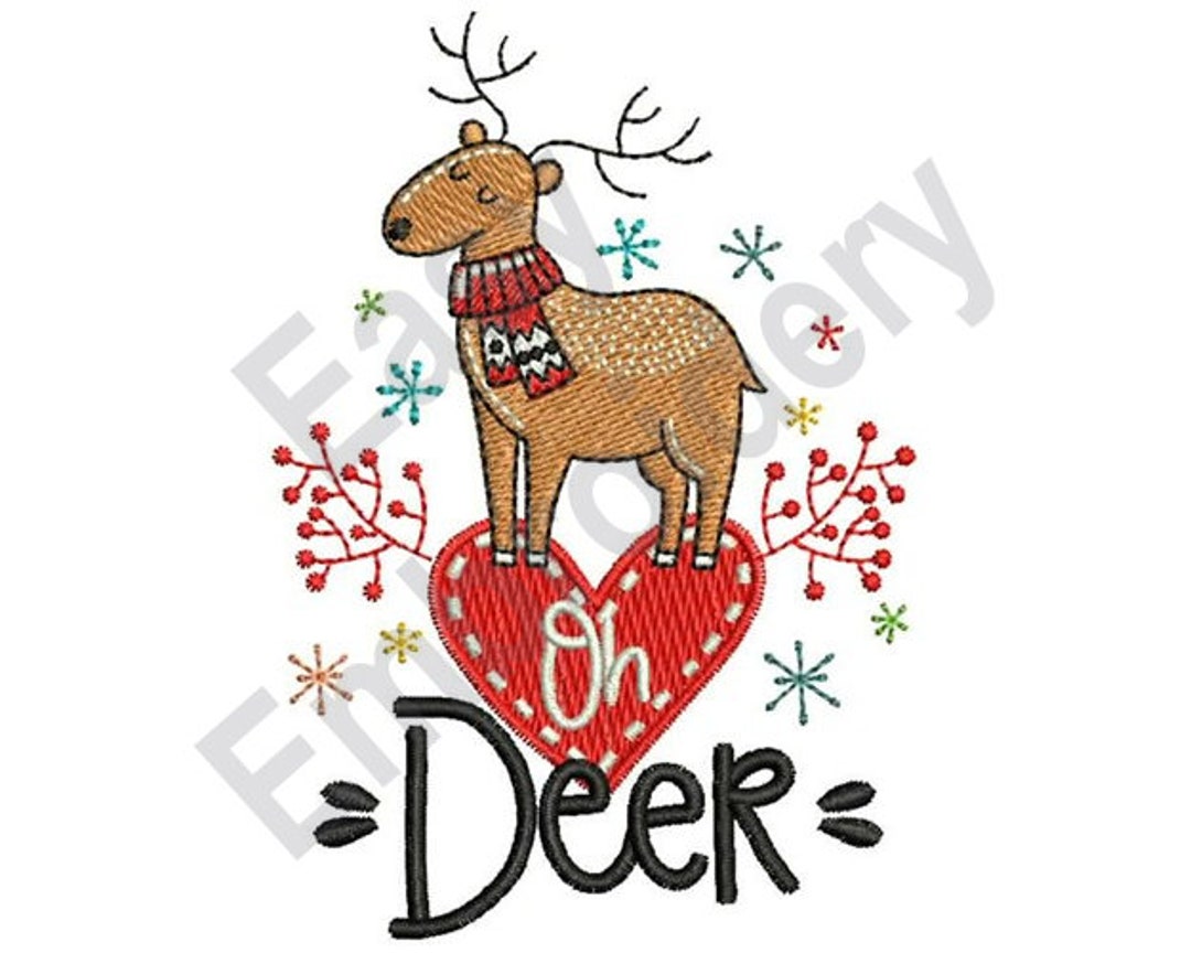 Oh Deer - Machine Embroidery Design, Christmas Embroidery, Xmas ...