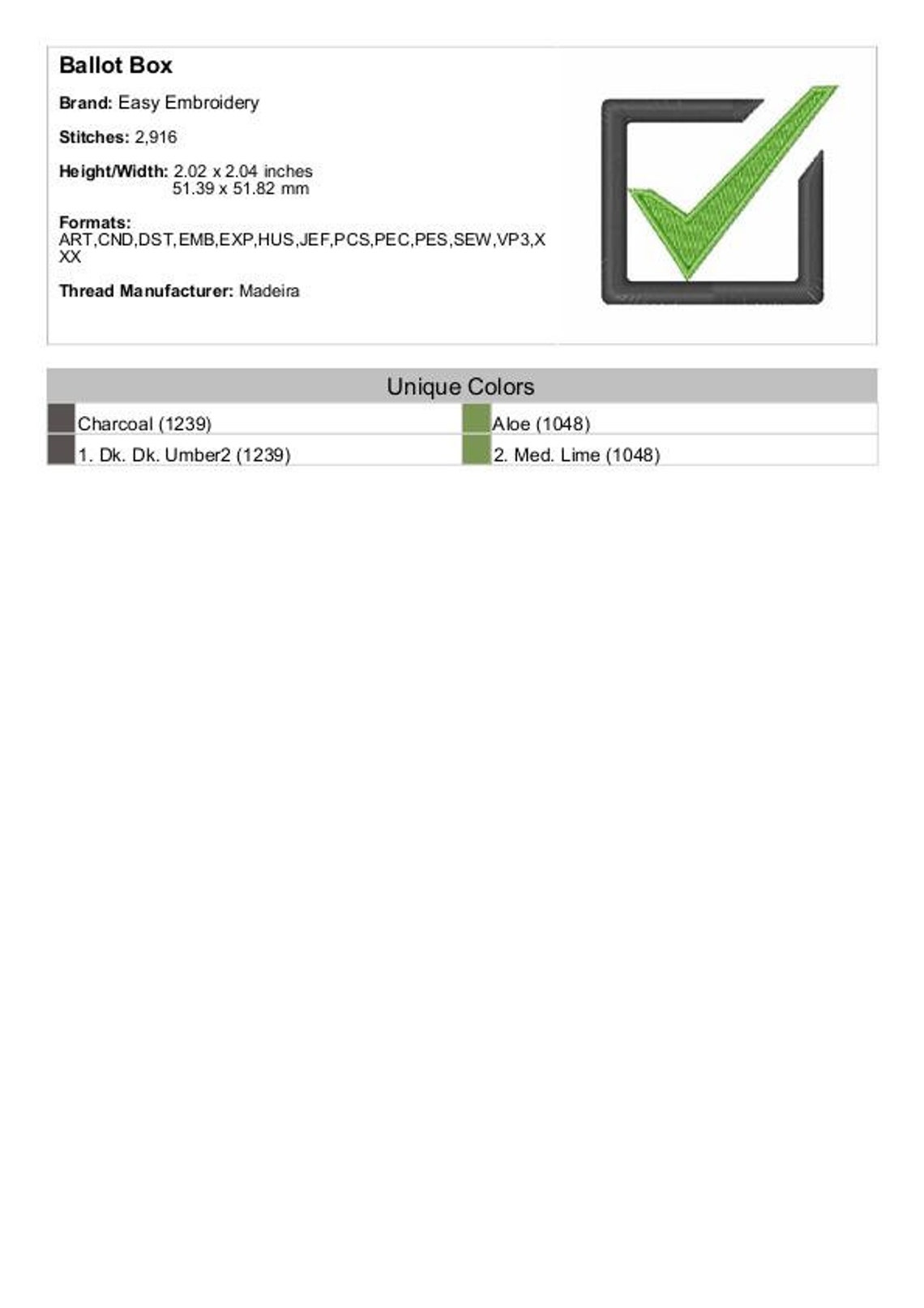 Check Box Machine Embroidery Design Ballot Box | Etsy