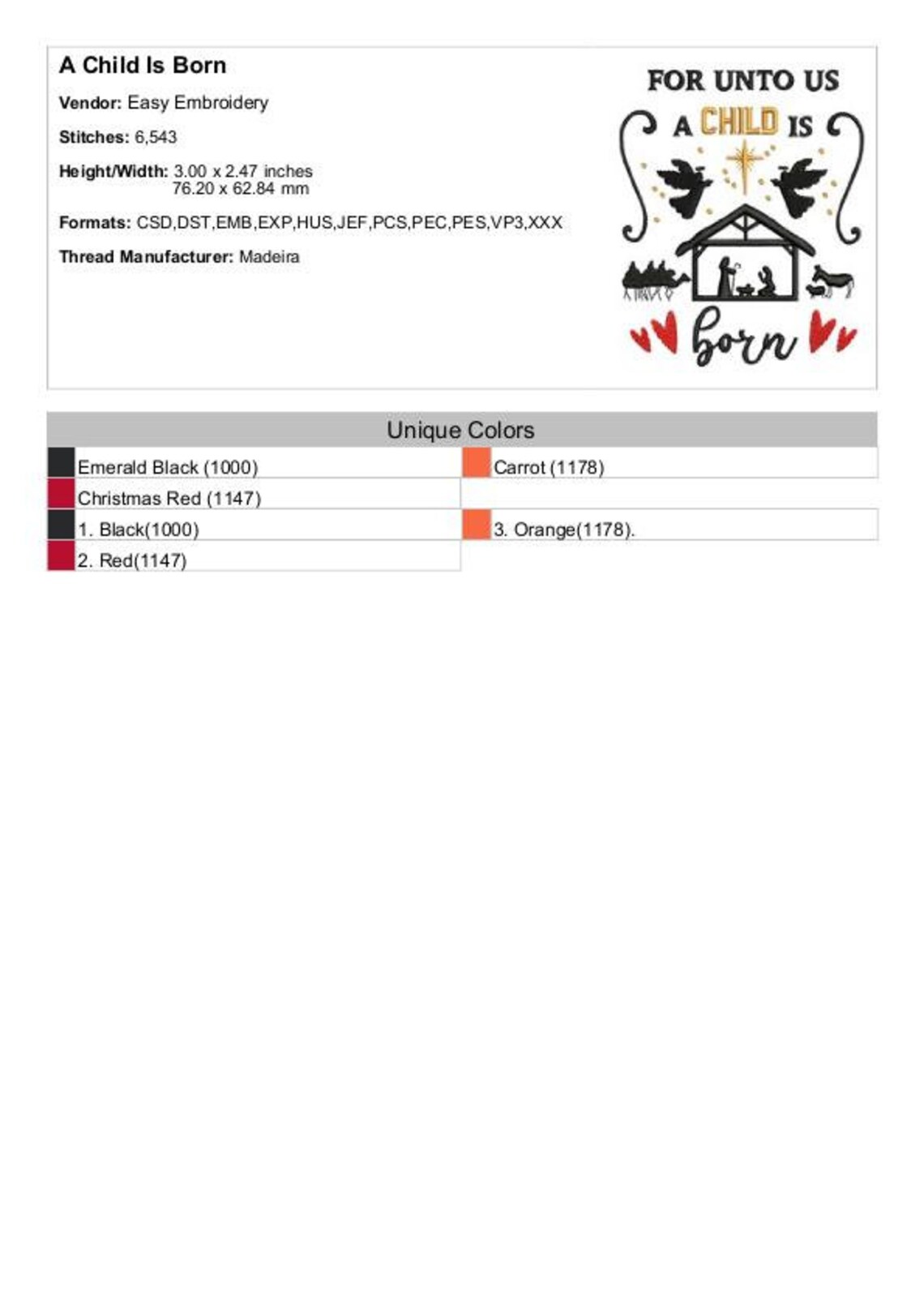 A Child is Born Machine Embroidery Design | Etsy