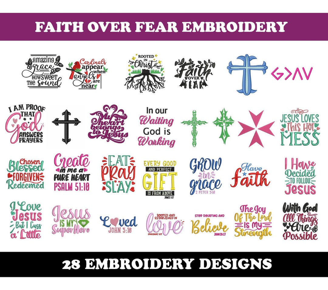 Faith Hope Love (28 Designs) - Machine Embroidery Bundle, Christian ...