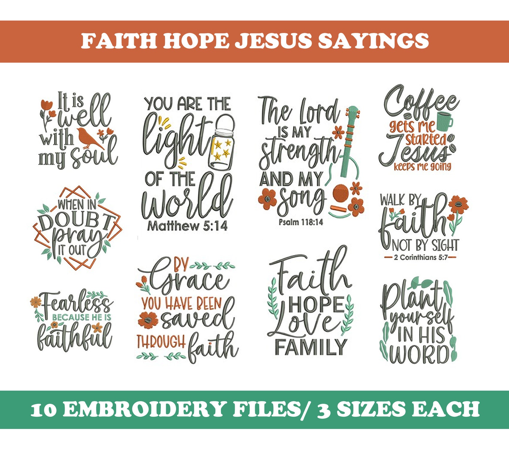 Faith Hope Jesus Sayings (10 Designs) - Machine Embroidery Designs ...