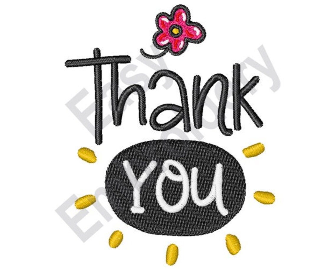 Thank You Machine Embroidery Design - Etsy
