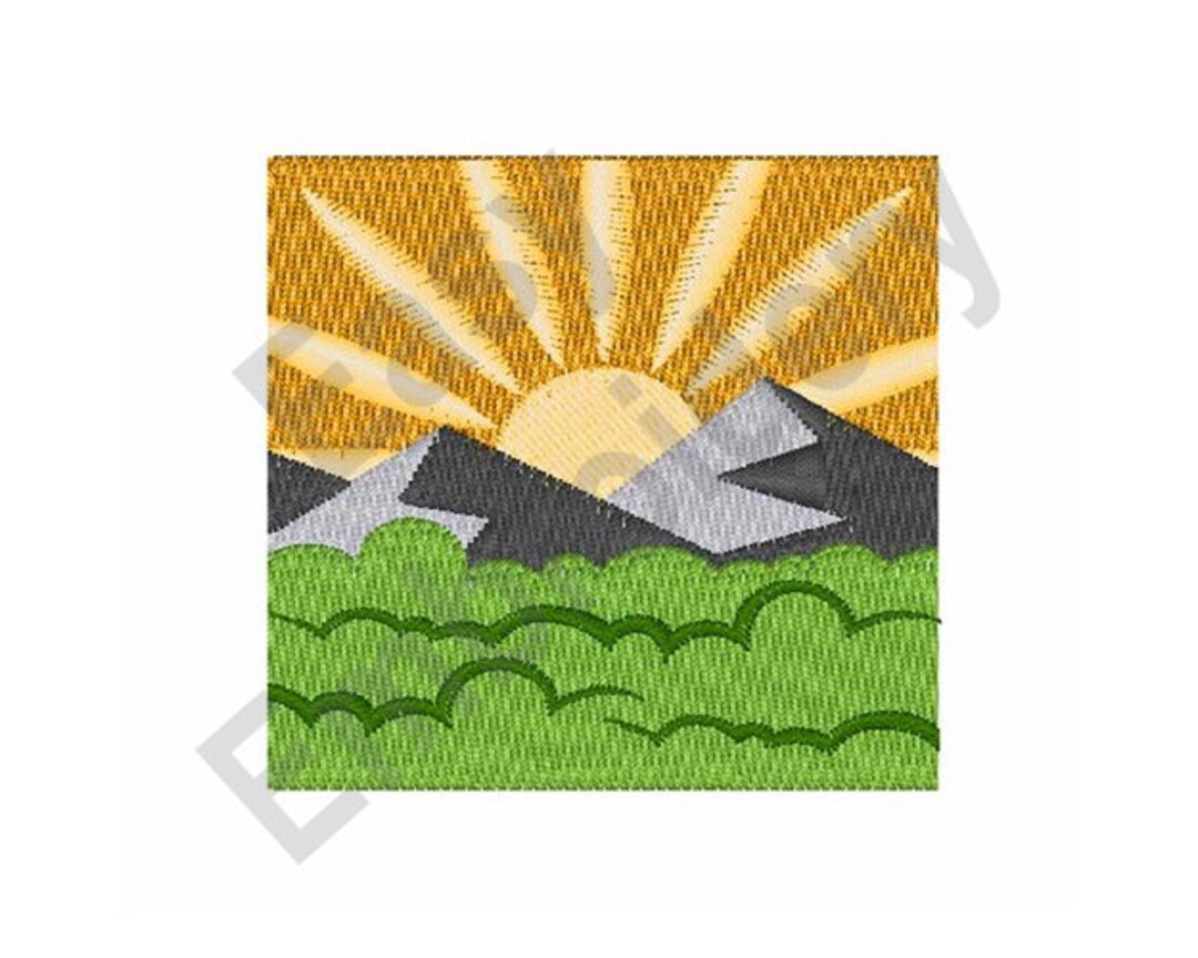 Mountain Sunrise Machine Embroidery Design - Etsy