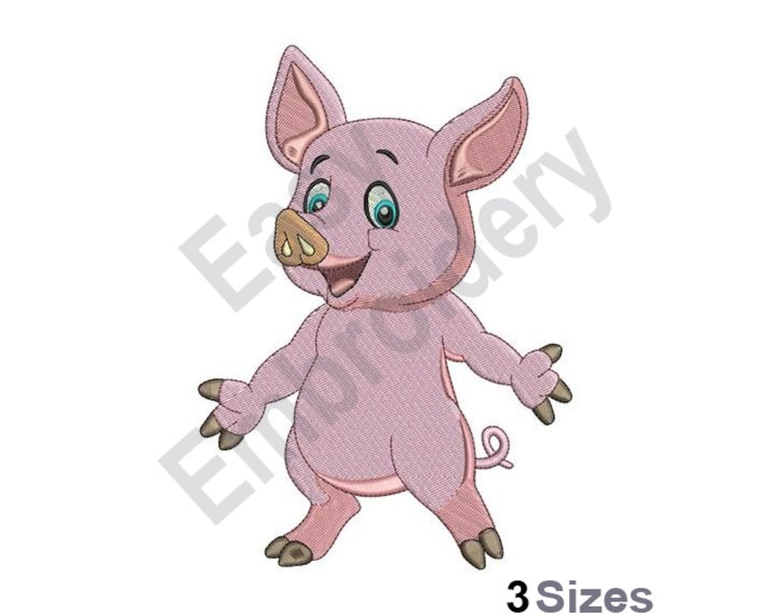 Happy Pig - Machine Embroidery Design - 3 Sizes - Etsy