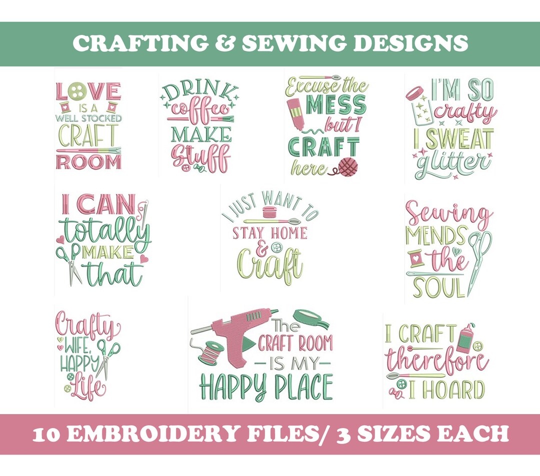 Crafting (10 Designs) - Machine Embroidery Designs Bundle - Etsy