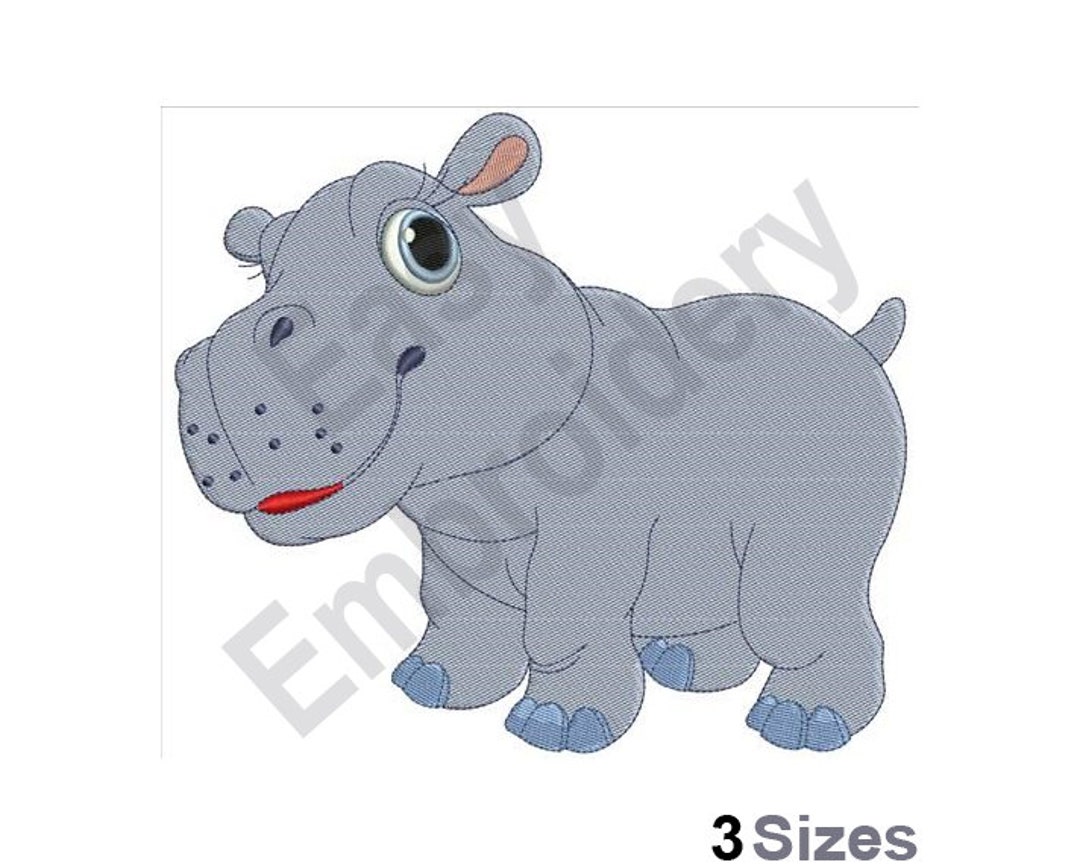 Hippo - Machine Embroidery Design - Etsy