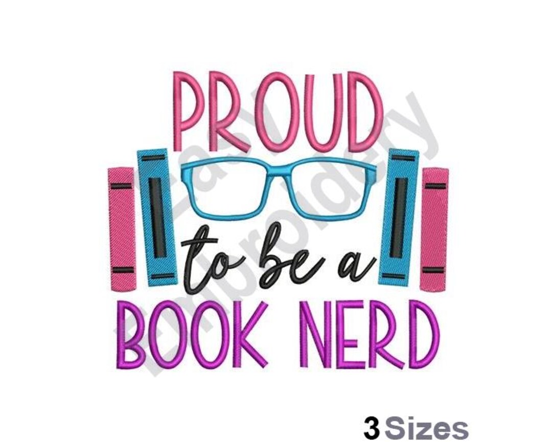 Book Nerd - Machine Embroidery Design - 3 Sizes - Etsy
