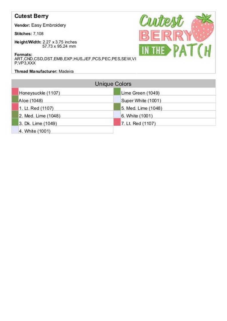 Cutest Berry Machine Embroidery Design - Etsy