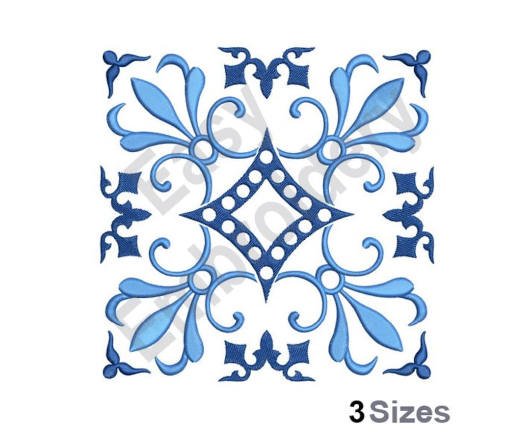 Deft Blue Quilt Block - Machine Embroidery Design - Etsy