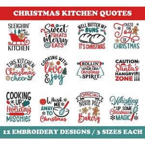 Christmas Kitchen Quotes (12 Designs) - Machine Embroidery Bundle - Etsy