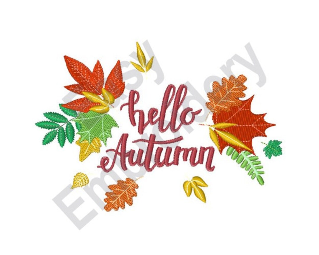 Hello Autumn - Machine Embroidery Design, Fall Embroidery Files - Etsy