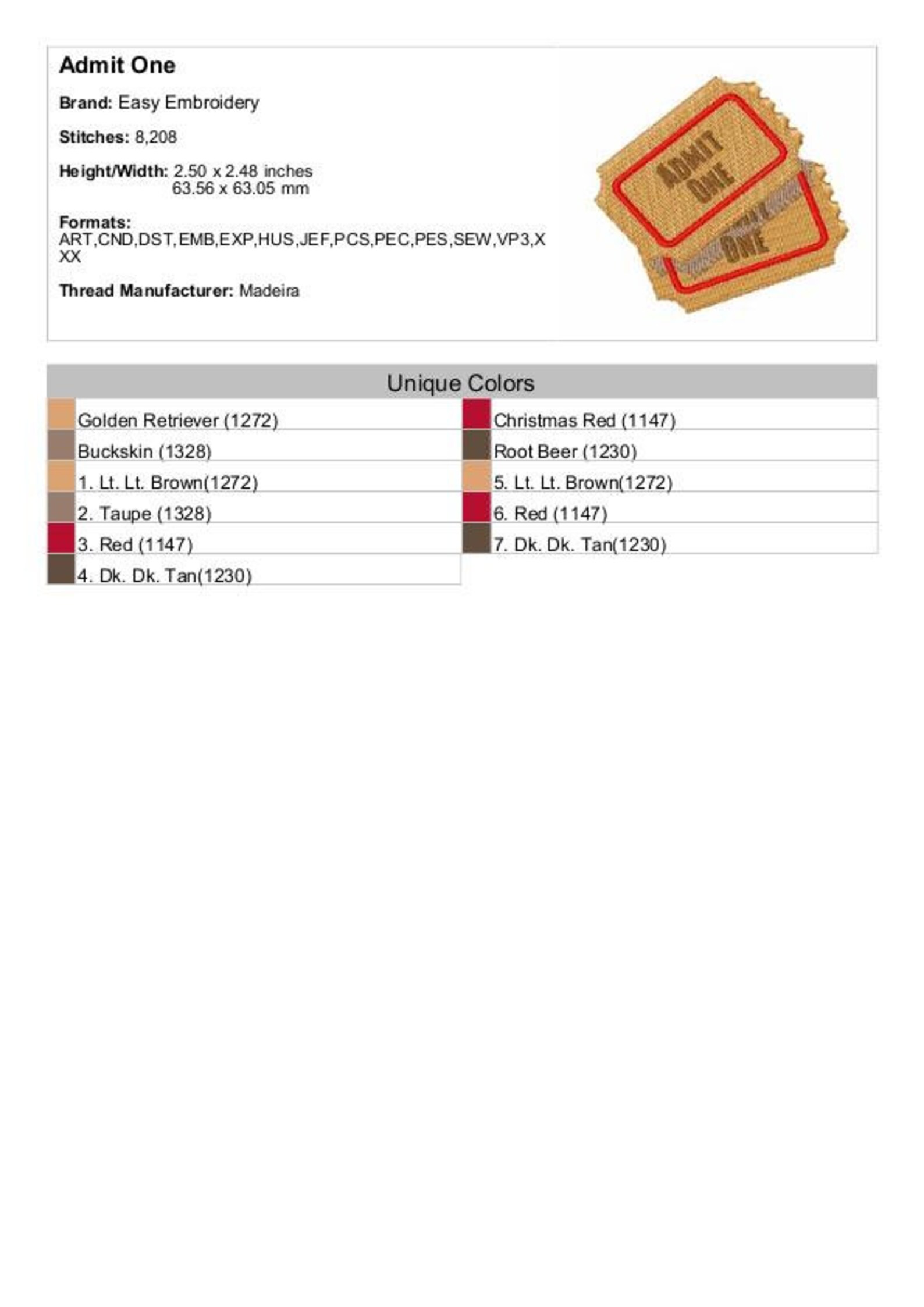 Movie ticket Machine Embroidery Design show ticket | Etsy