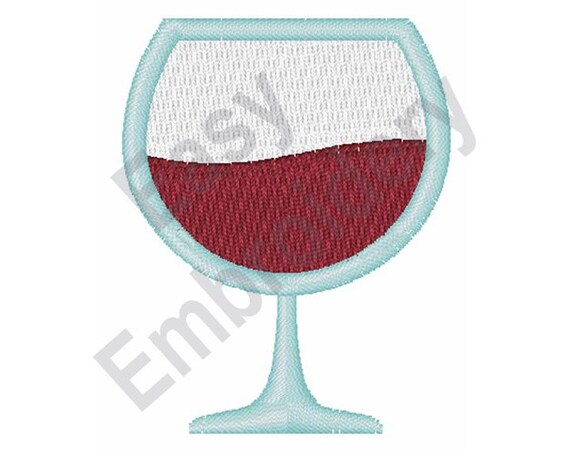 Wine Glass Machine Embroidery Design | Etsy