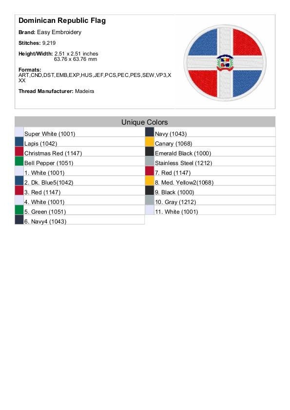 Dominican Republic Flag Machine Embroidery Design - Etsy