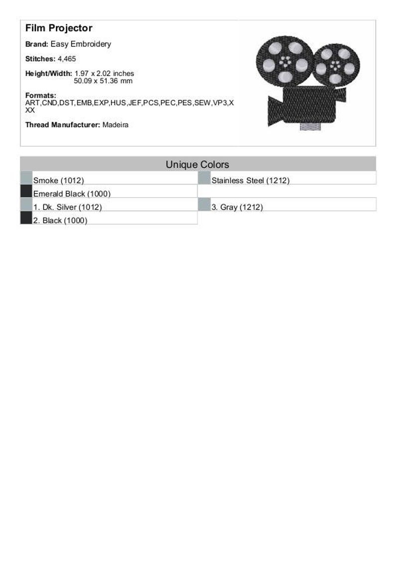 Film Projector Machine Embroidery Design - Etsy