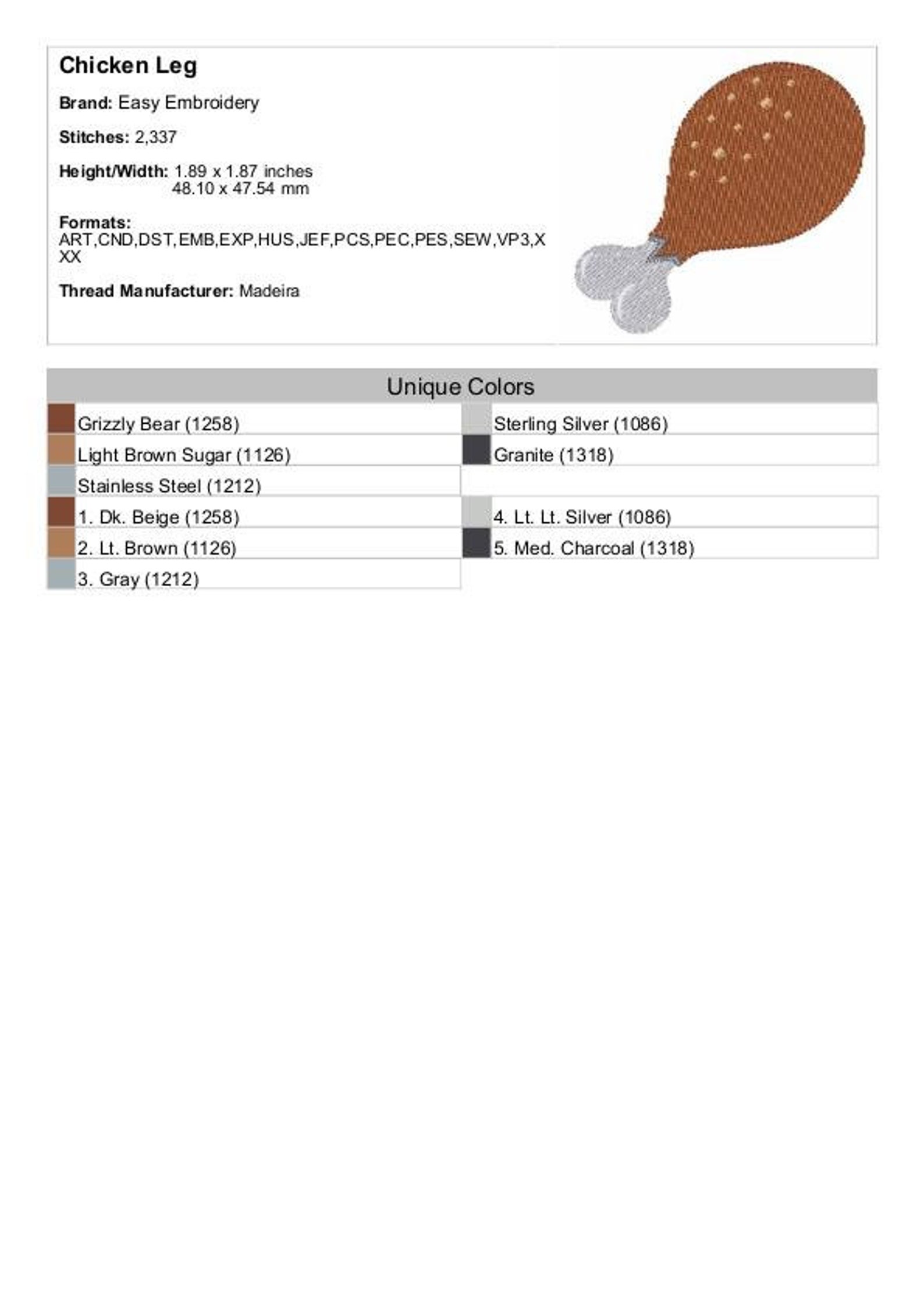 Chicken Leg Machine Embroidery Design | Etsy