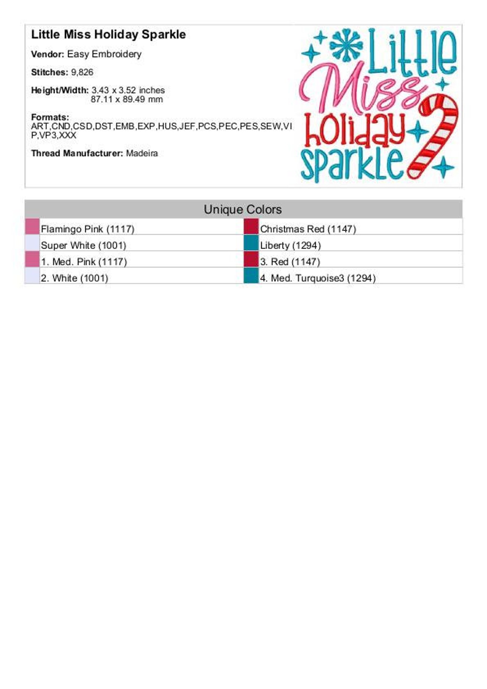 Little Miss Holiday Sparkle - Machine Embroidery Design - Etsy