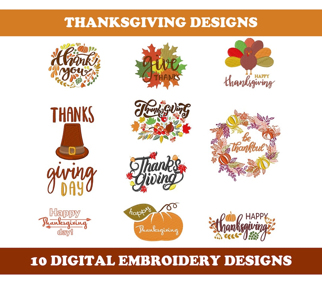 Thanksgiving (10 Designs) - Machine Embroidery Designs Bundle ...