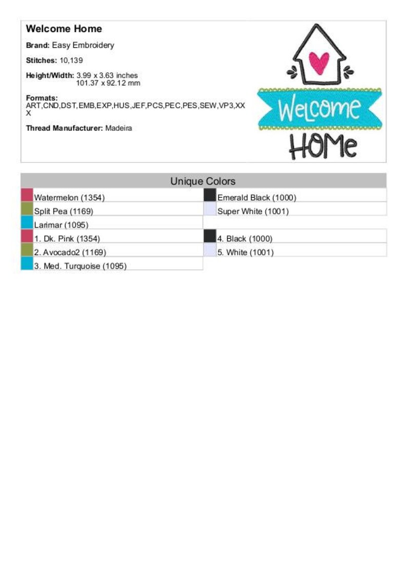 Welcome Home Machine Embroidery Design | Etsy
