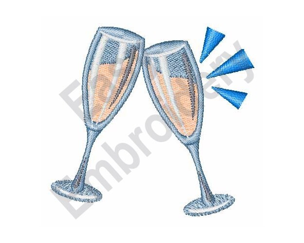 Champagne Glasses Machine Embroidery Design | Etsy
