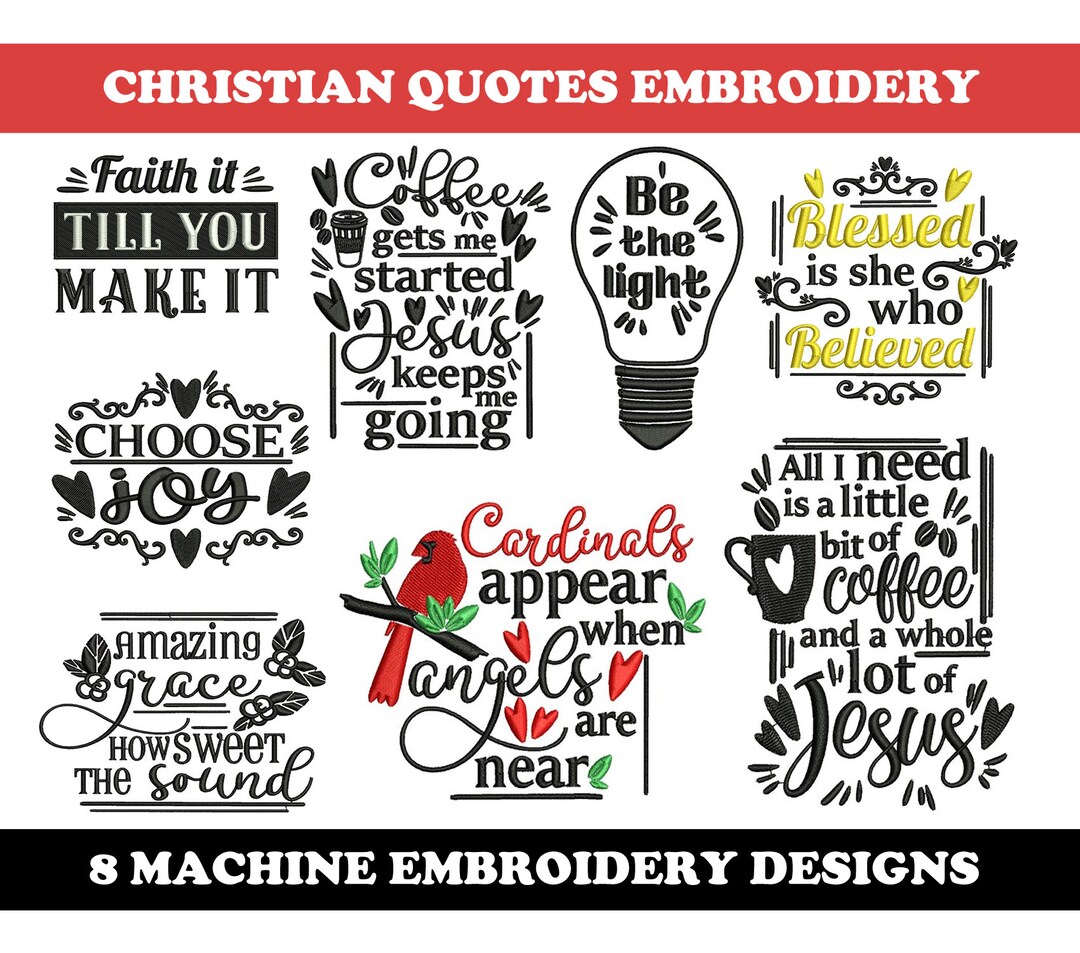 Christian Quotes (8 Designs) - Machine Embroidery Designs Bundle - Etsy