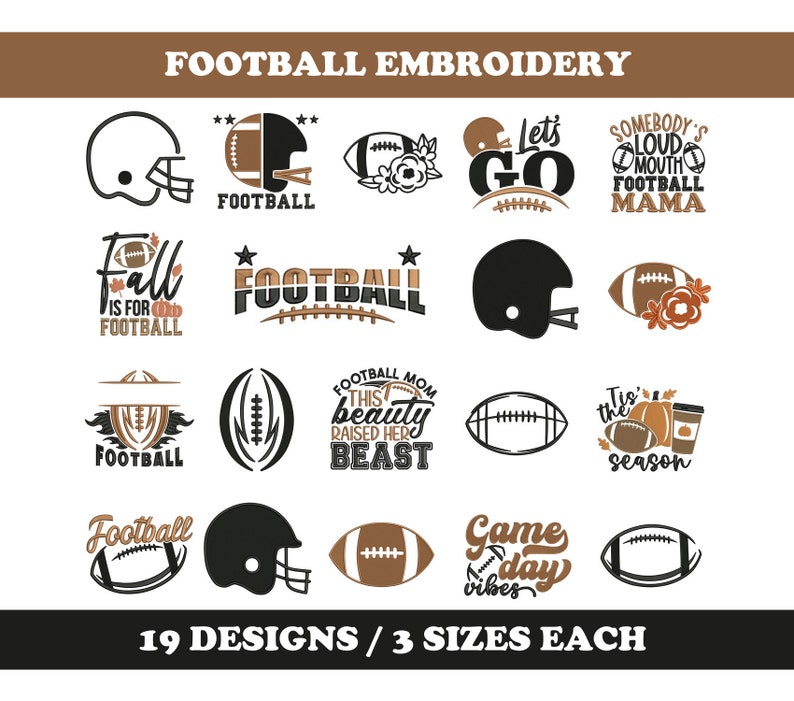 Football (19 Designs) - Machine Embroidery Bundle - Etsy