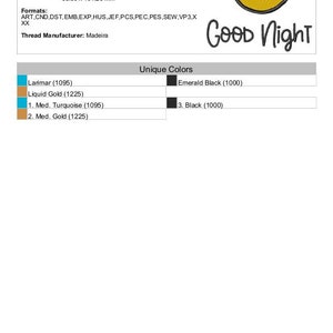 Good Night - Machine Embroidery Design - Etsy