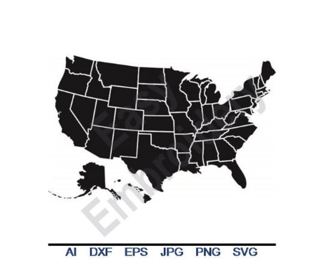 Usa Map Svg, Dxf, Eps, Png, Jpg, Vector Art, Clipart, Cut File - Etsy