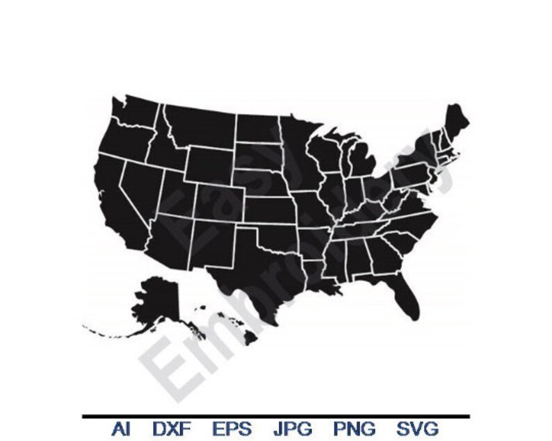 Usa Map Svg Dxf Eps Png Jpg Vector Art Clipart Cut - Etsy