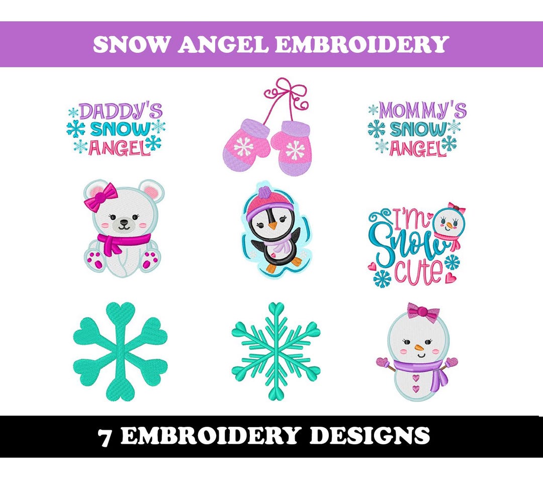 Winter Snow Angel (9 Designs) - Machine Embroidery Bundle - Etsy