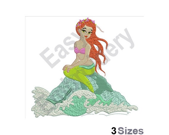 Mermaid Machine Embroidery Design | Etsy