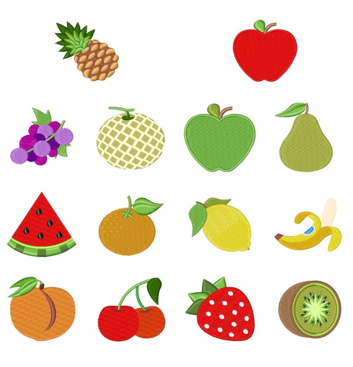 Fruits Machine Embroidery Design Set 12 Fruit Embroidery - Etsy