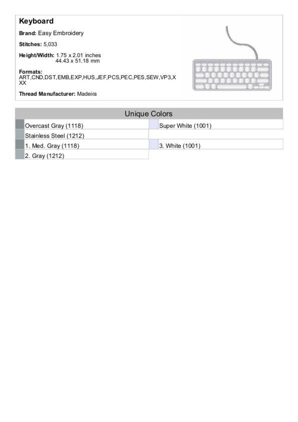 Keyboard Machine Embroidery Design - Etsy