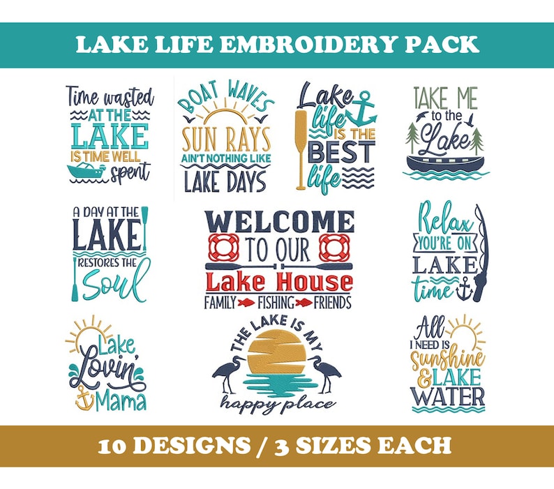 Lake Life 10 Designs Machine Embroidery Designs Bundle - Etsy